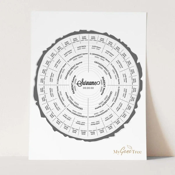 Family Tree Stump Monochrome Customized - MyGeneTree