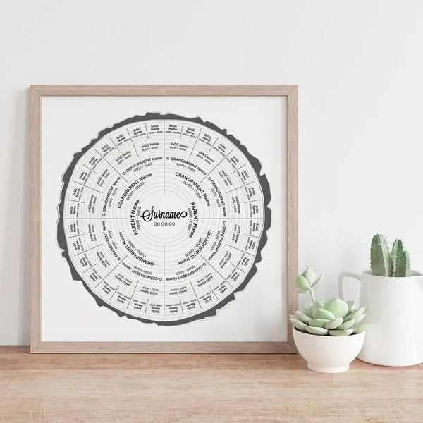 Family Tree Stump Monochrome Customized - MyGeneTree