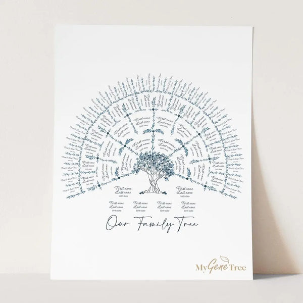 'Limited Edition' Olive Family Tree Hamptons Blue - MyGeneTree