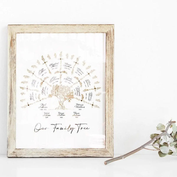 'Limited Edition' Olive Family Tree in Taupe palette - MyGeneTree